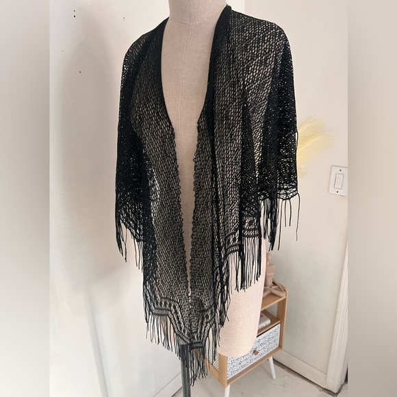 sfuzi | Accessories | Vintage Sheer Black Triangle Scarf Wrap Around ...